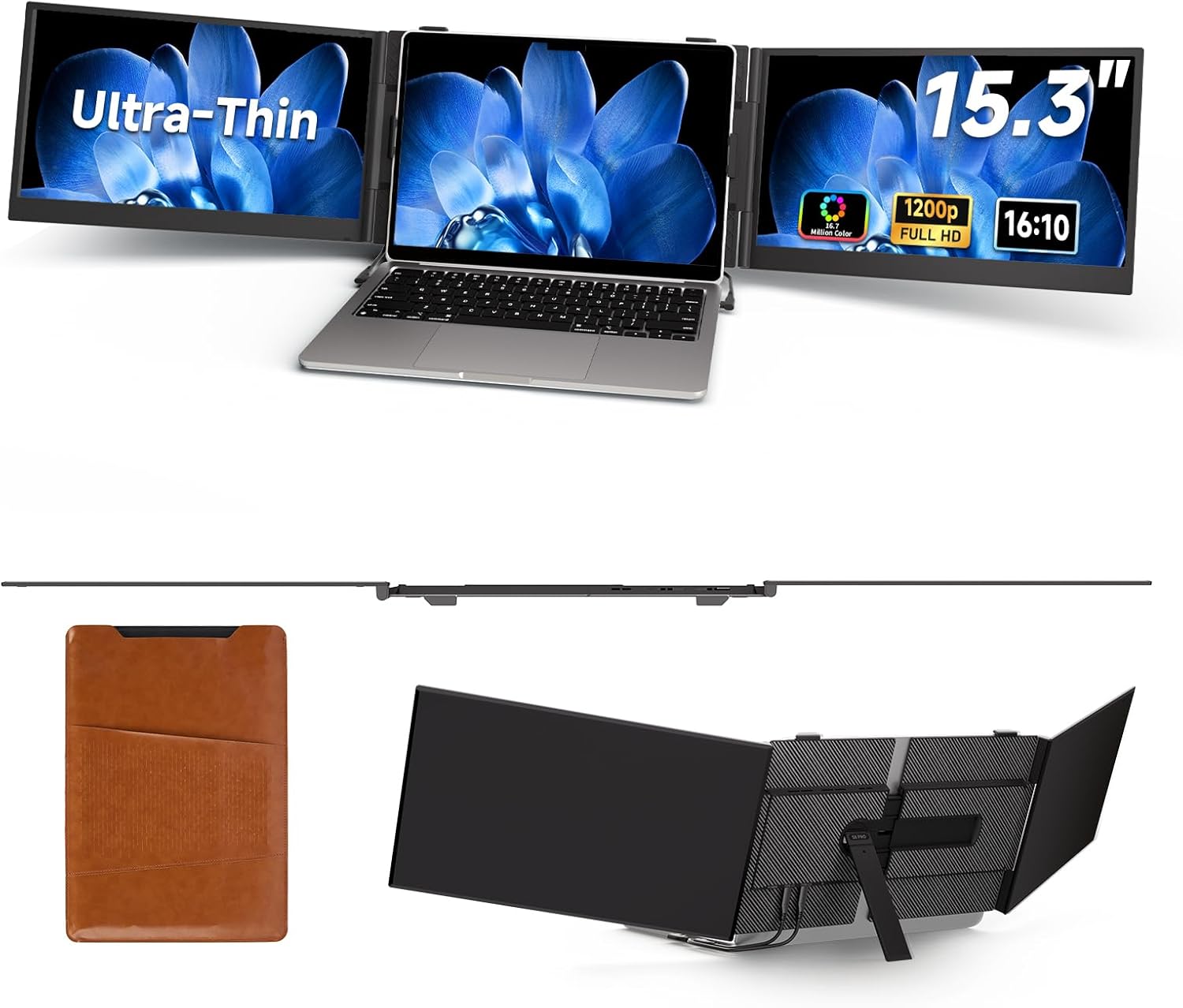 S8 PRO MAX Ultra-Thin 15.3" Portable Triple Monitor – 16:10 IPS 100% s ...