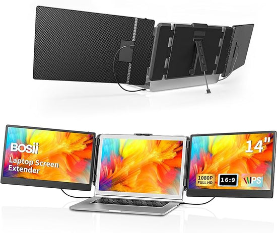 Bosii S2 14” FHD IPS – Portable Triple Monitor for Laptop – Plug & Play